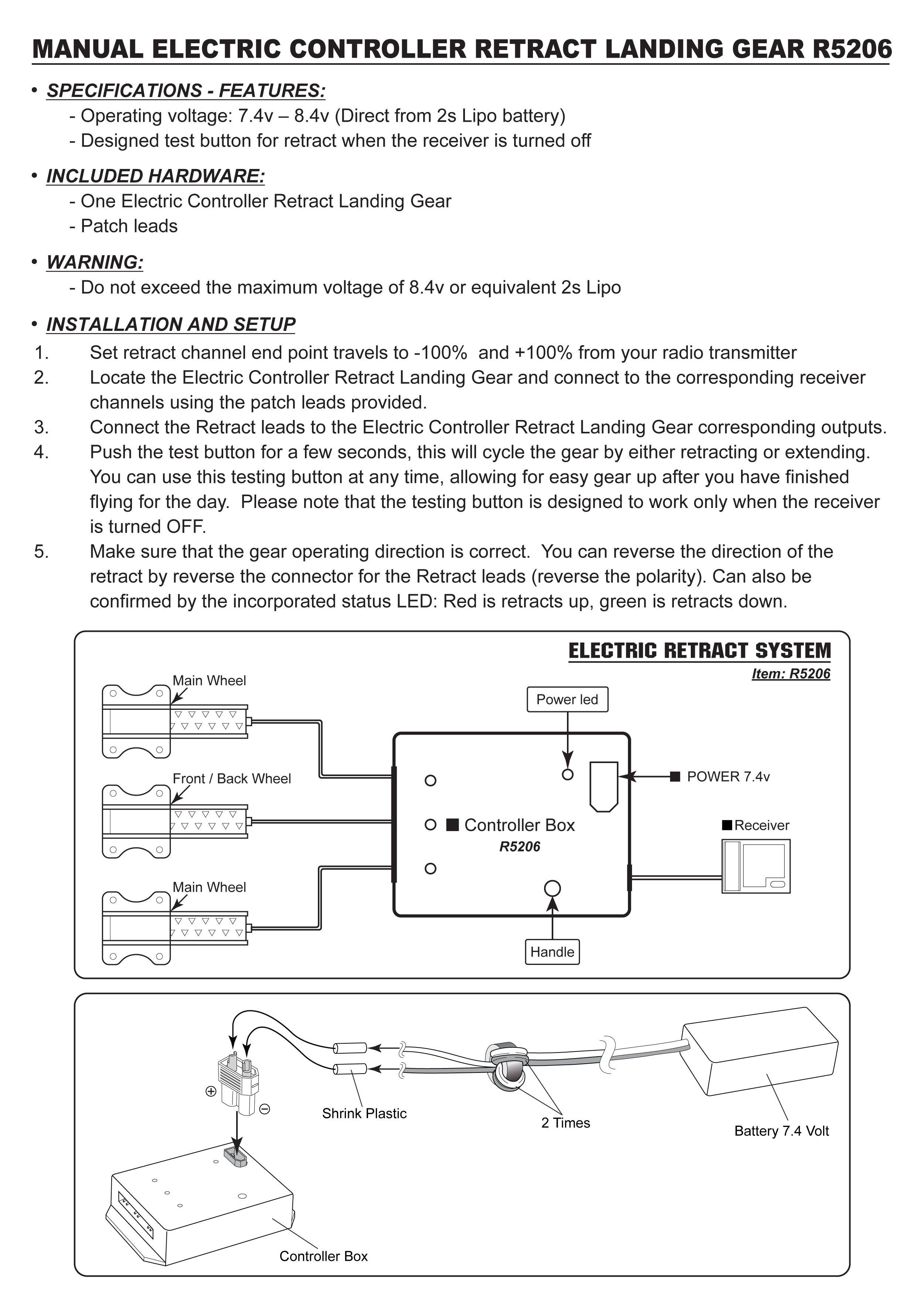 Phoenix Model Electric Retract Controller, R5202/R5206, suit Phoenix ...